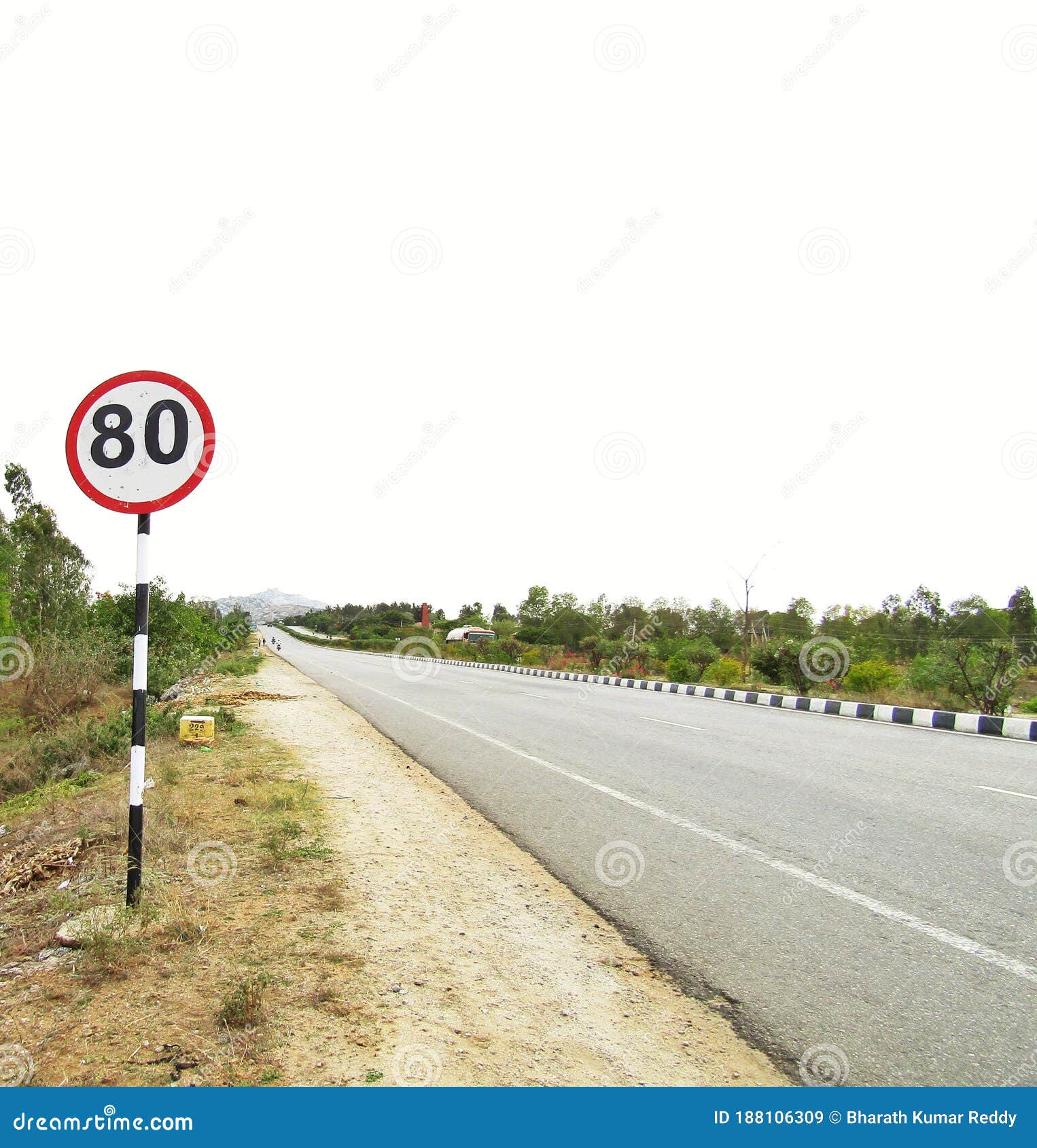 Speed Limit of Eighty Sign Board beside a Highway Stock Image - Image ...