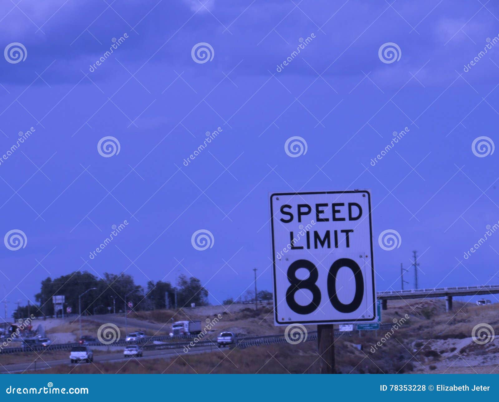 Speed limit 80 freeway stock photo. Image of freeway - 78353228
