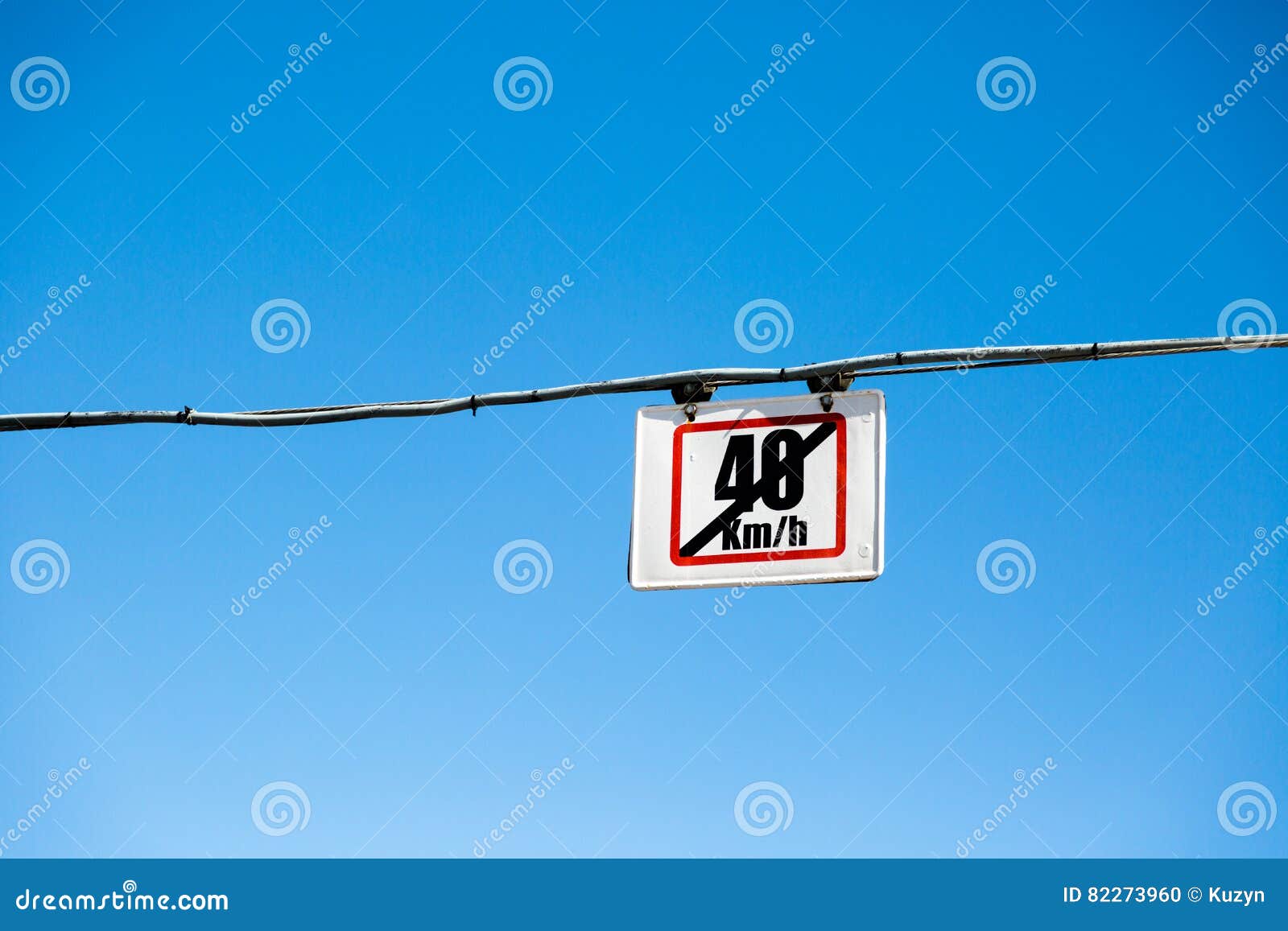Speed Limit Hanged Tram Sign Over Train Road Stock Photo - Image of ...