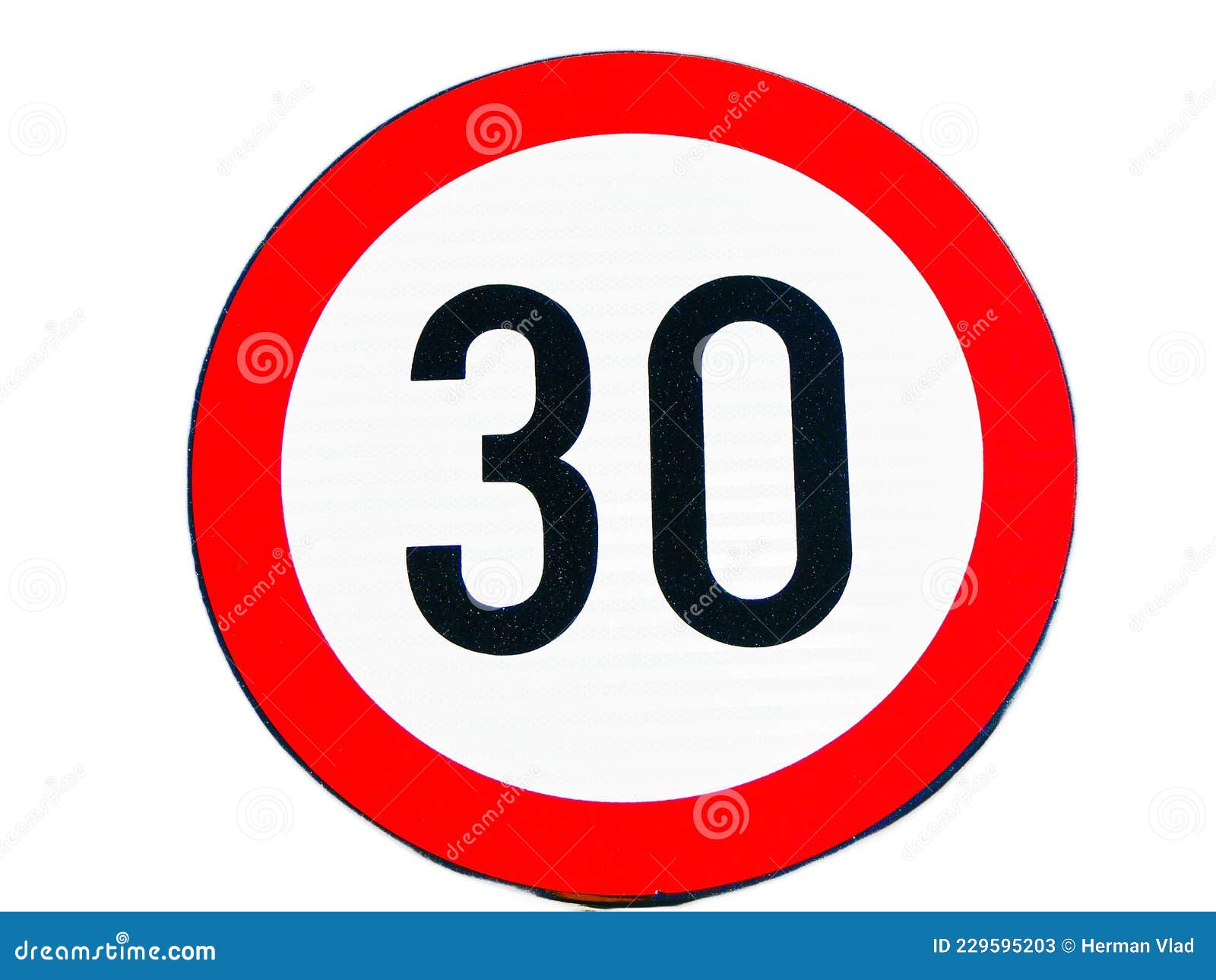 Speed Limit at 30 Kilometers Sign - Isolated on White Stock Image ...