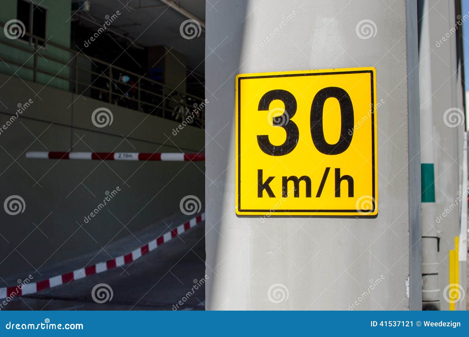 30km/h Speed Limit Sign Painted On Asphalting Road. Stock Photography ...