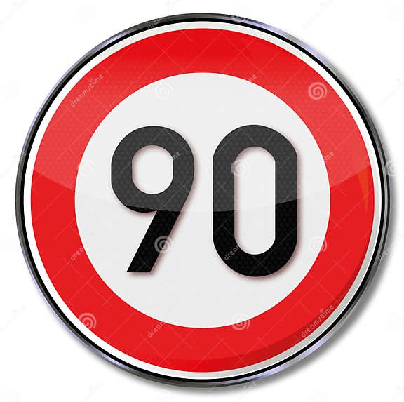 Speed limit 90 kmh stock vector. Illustration of ninety - 51020169