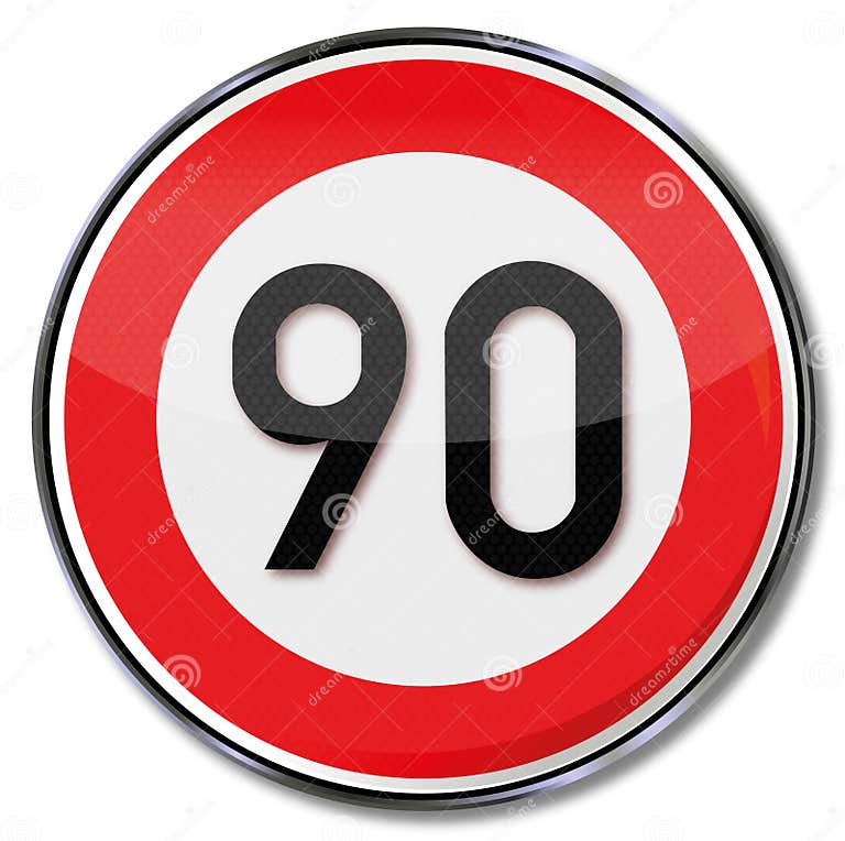 Speed limit 90 kmh stock vector. Illustration of ninety - 51020169