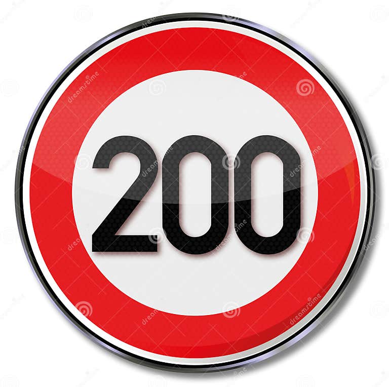 Speed limit 200 kmh stock vector. Illustration of highway - 110936471