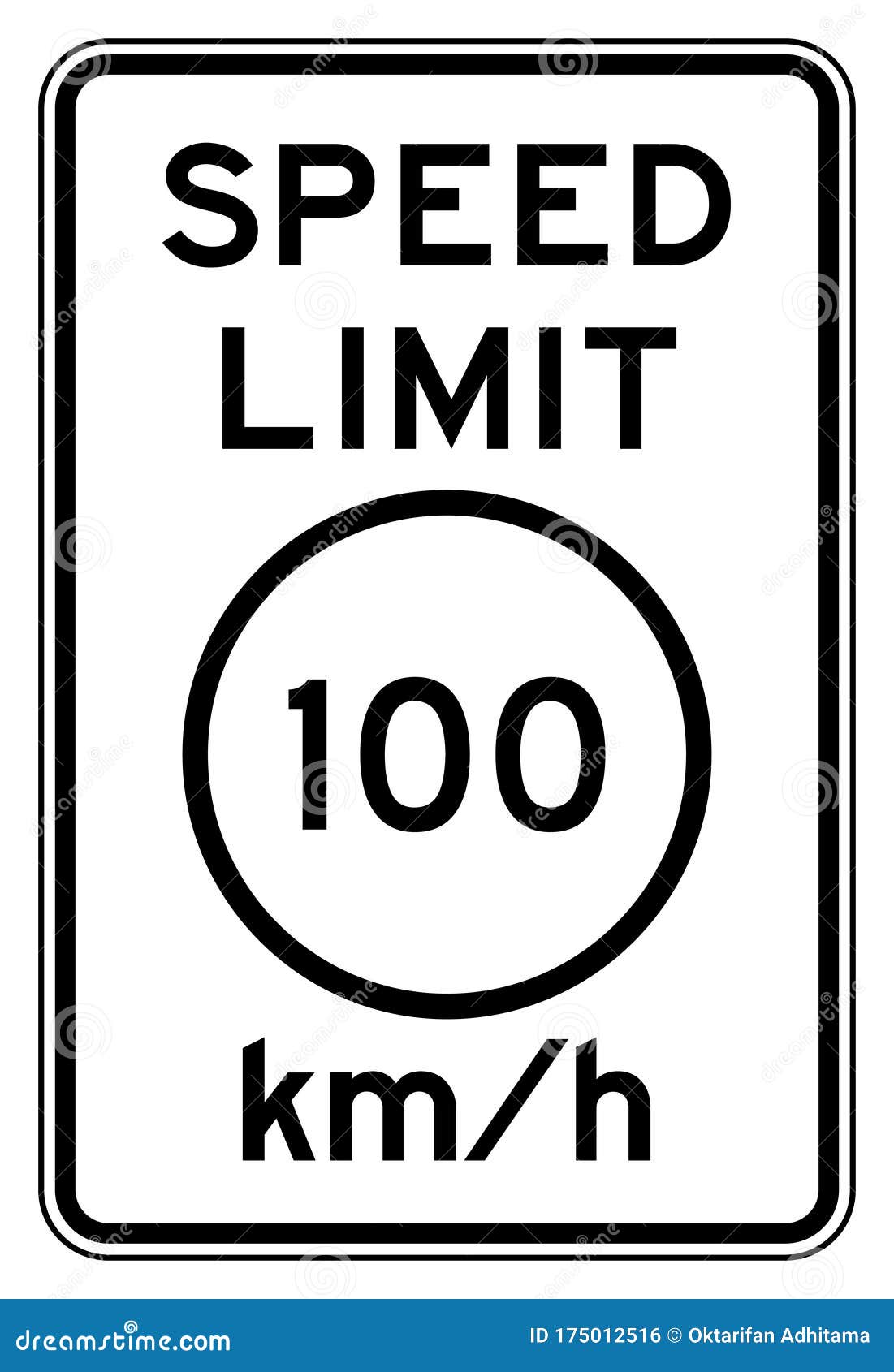 Speed Limit Kph Sign stock vector. Illustration of caution - 175012516