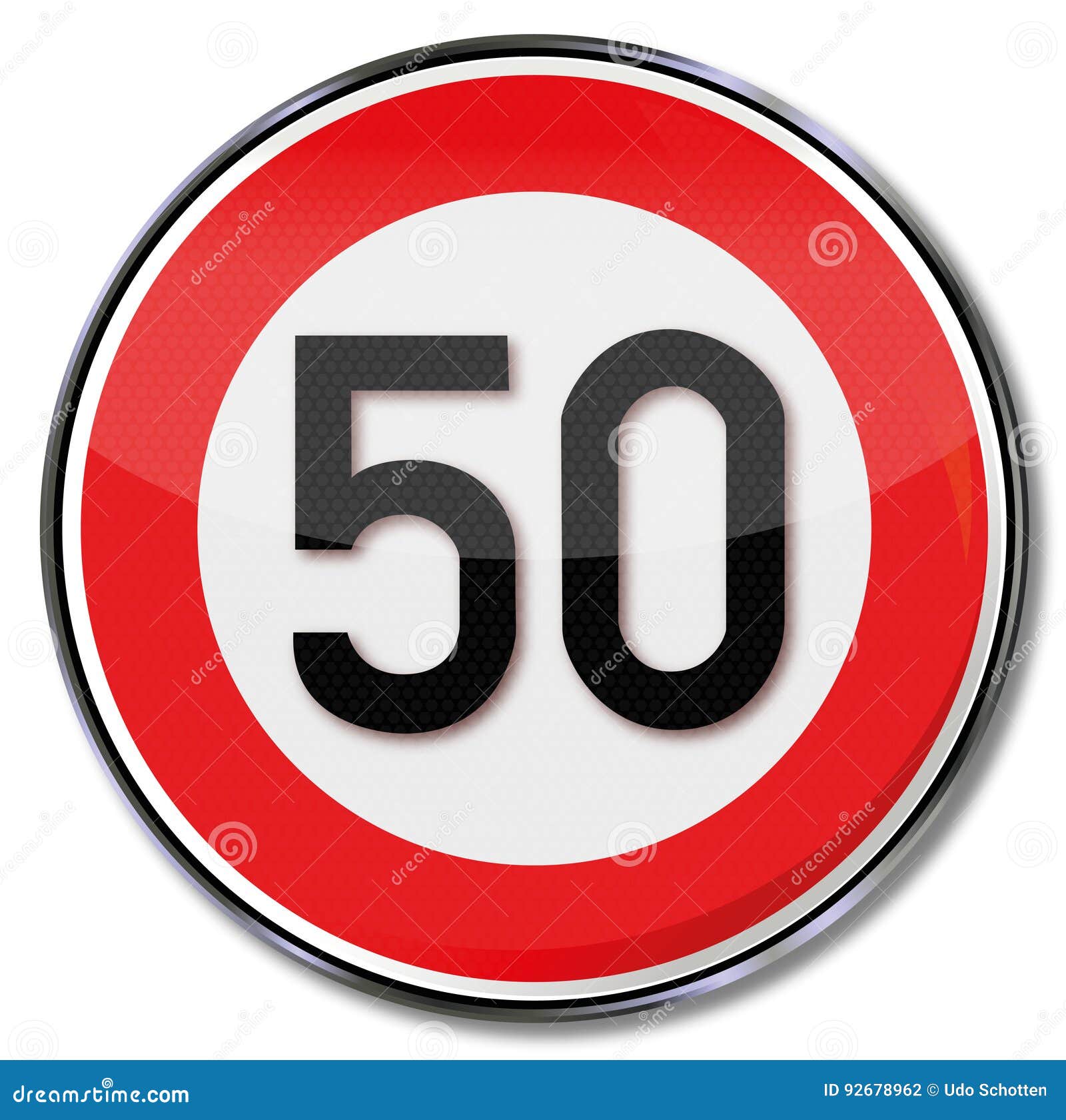 Speed limit 50 kmh stock vector. Illustration of icon - 92678962