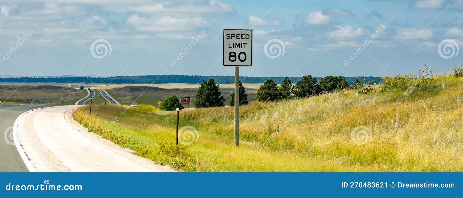 Speed Limit 80 MPH Sign on Interstate 90 in Wyoming Stock Image - Image ...