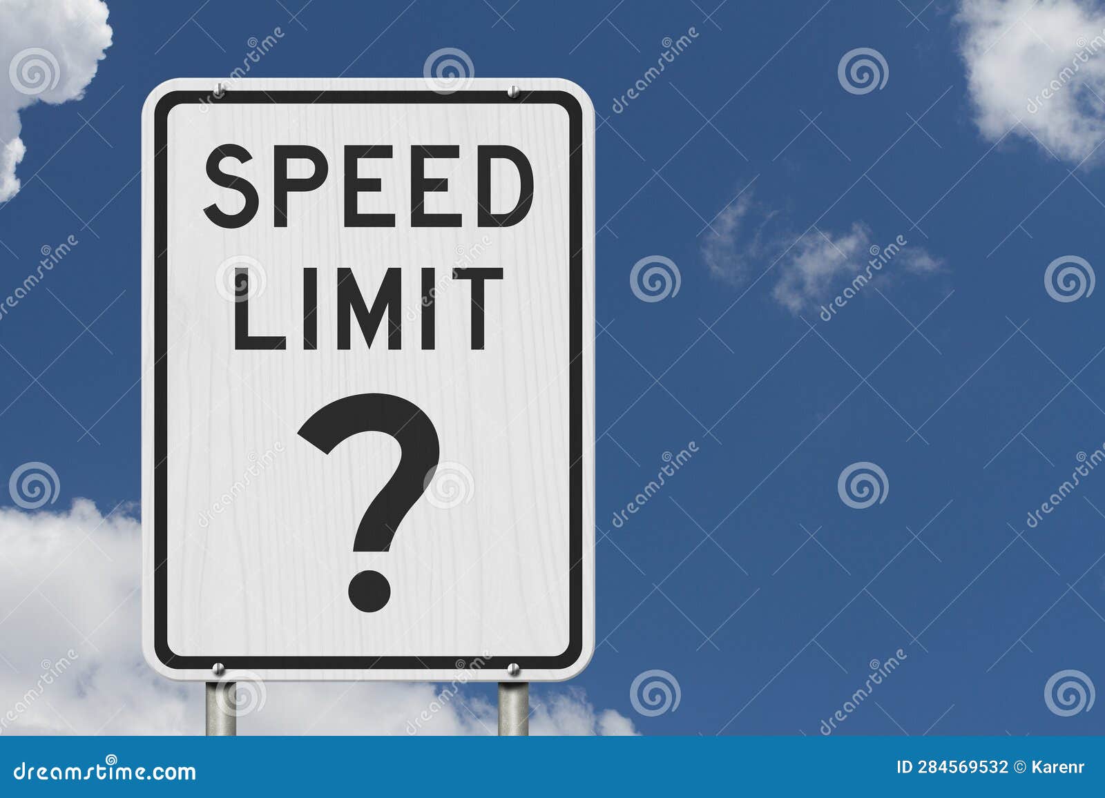 Speed Limit Question Message on Street Road Sign Stock Photo - Image of ...