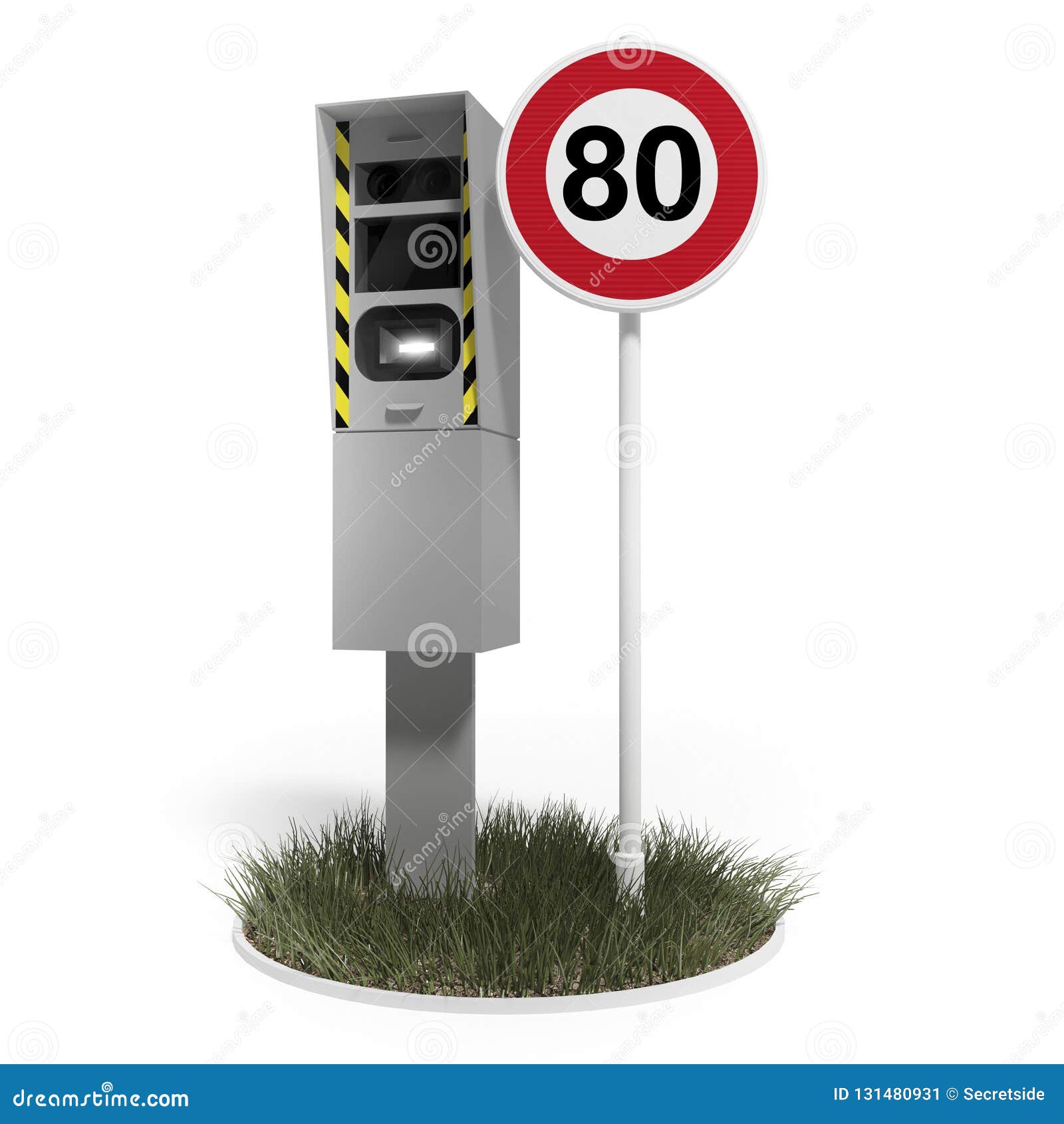 Speed Limit Radar on White Background Stock Illustration - Illustration ...