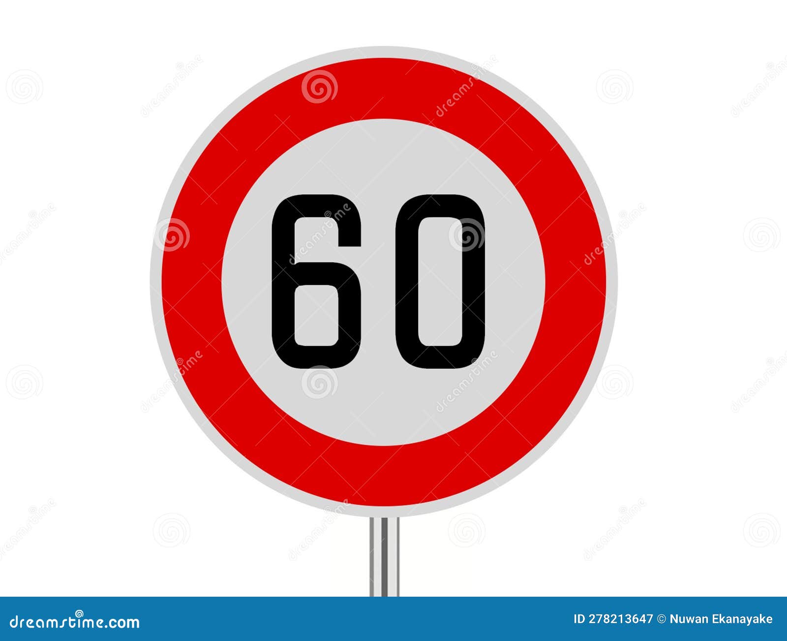Speed Limit Sign 60, Speed Limit Sign 60km Stock Illustration ...