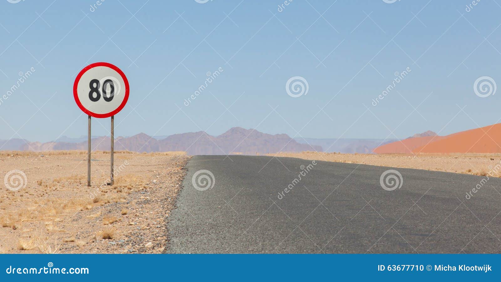 Speed Limit Sign at a Desert Road in Namibia Stock Photo - Image of ...