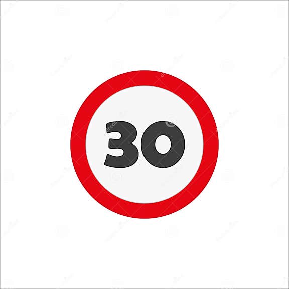 Speed Limit 30 Sign Icon in a Red Circle Stock Illustration ...