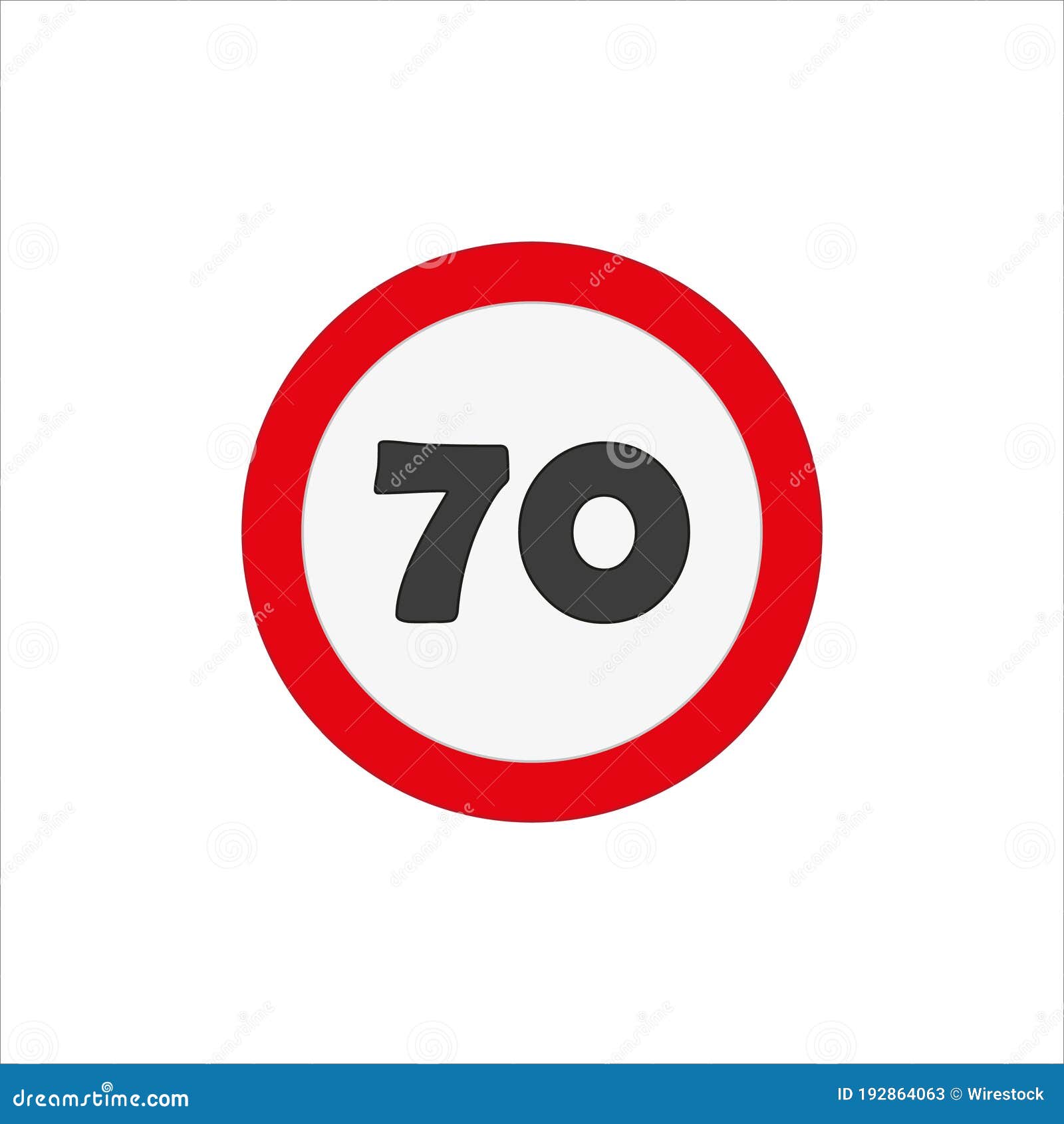 Speed Limit 70 Sign Icon in a Red Circle Stock Illustration ...