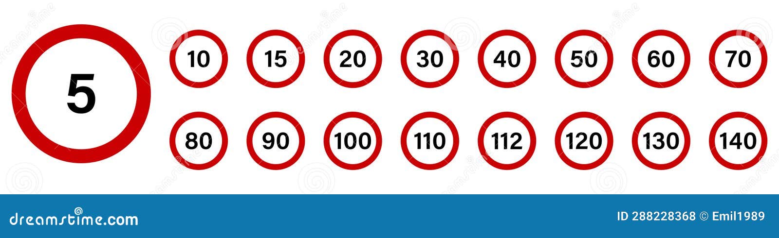 Speed limit sign icon set stock illustration. Illustration of city ...