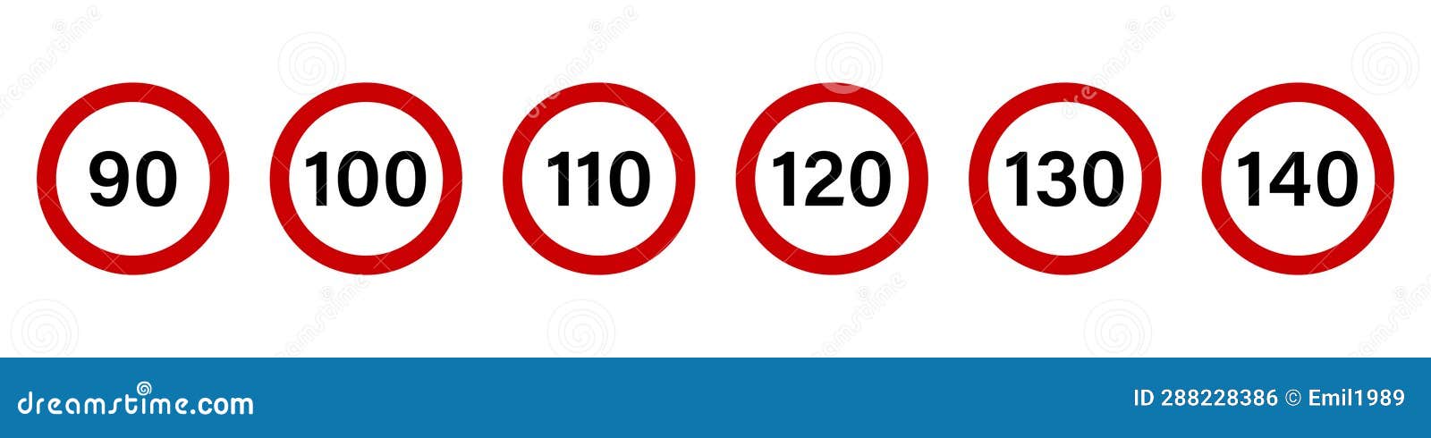 Speed limit sign icon set stock illustration. Illustration of fast ...
