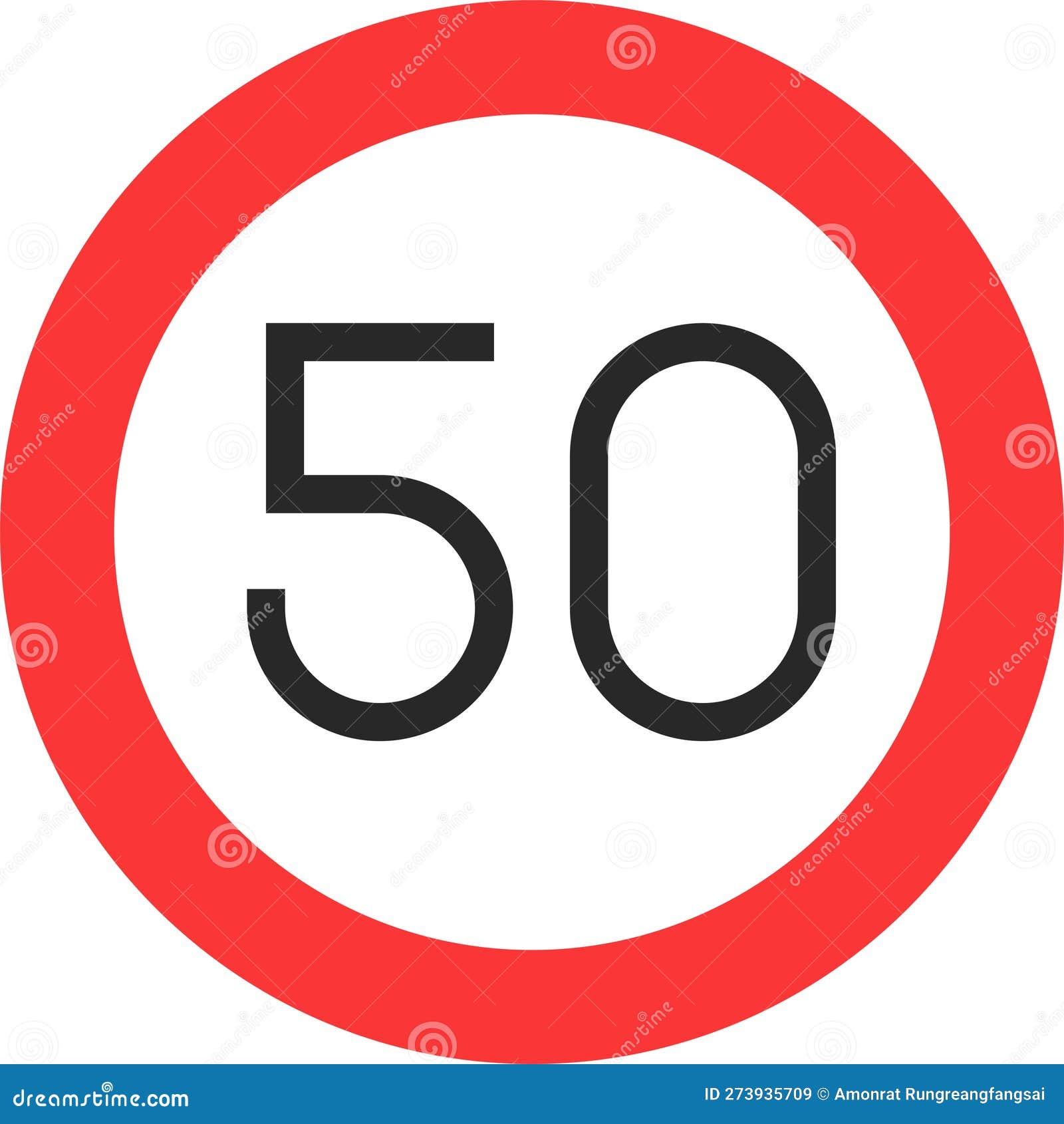 50 Speed Limit Sign Icon, Traffic Sign Vector Illustration Stock Vector ...