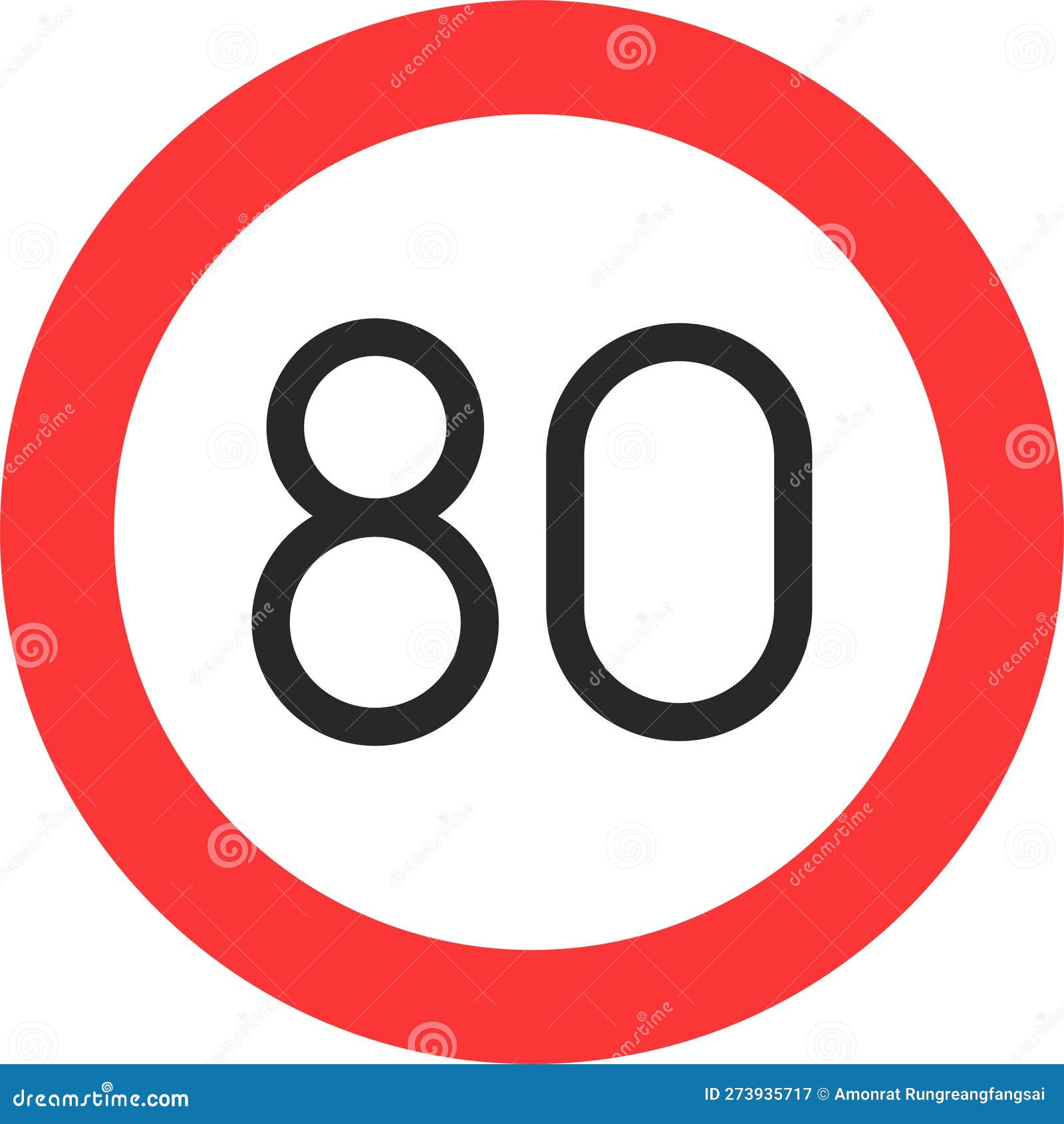 80 Speed Limit Sign Icon, Traffic Sign Vector Illustration Stock Vector ...