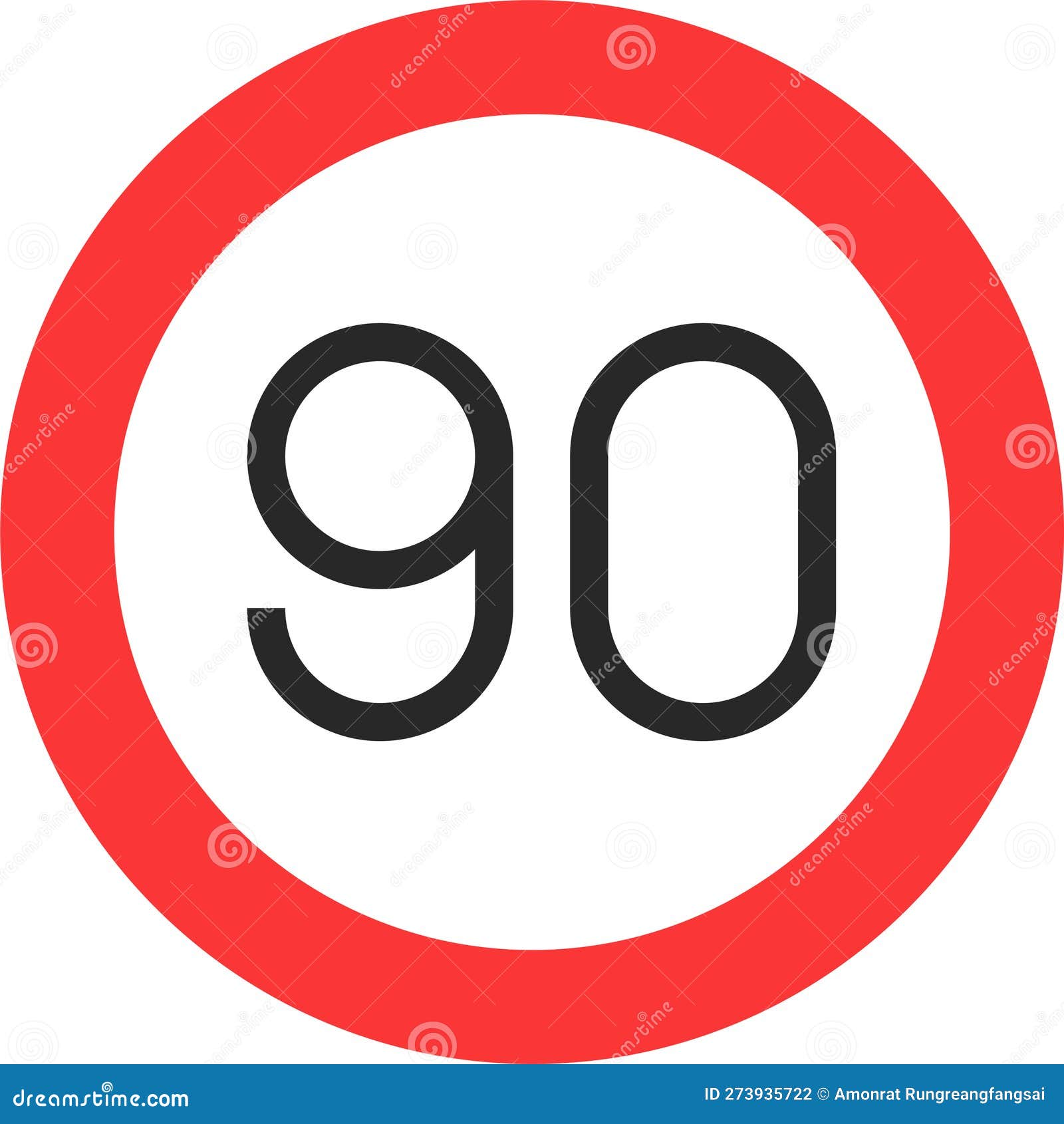 90 Speed Limit Sign Icon, Traffic Sign Vector Illustration Stock Vector ...