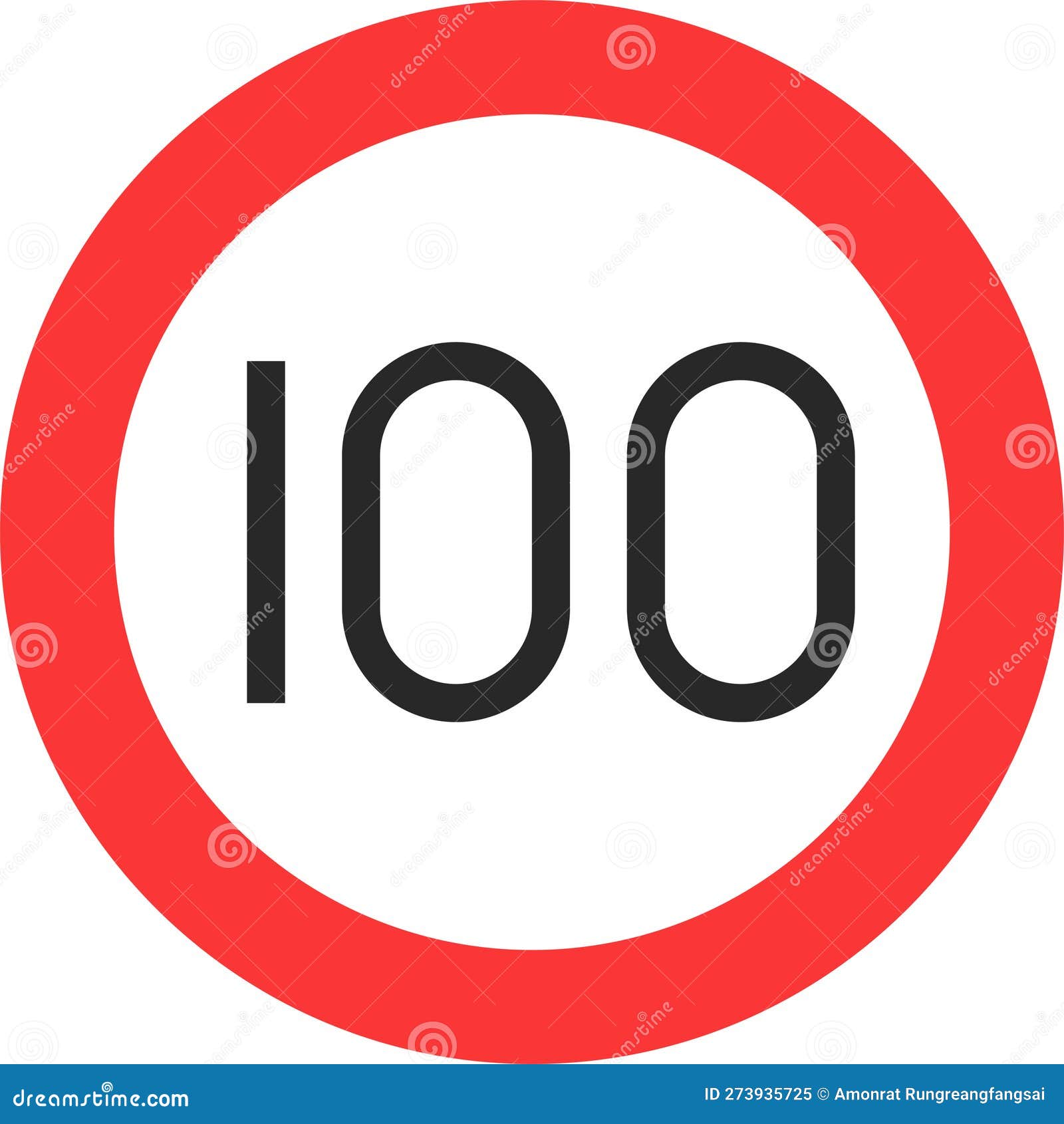 100 Speed Limit Sign Icon, Traffic Sign Vector Illustration Stock ...