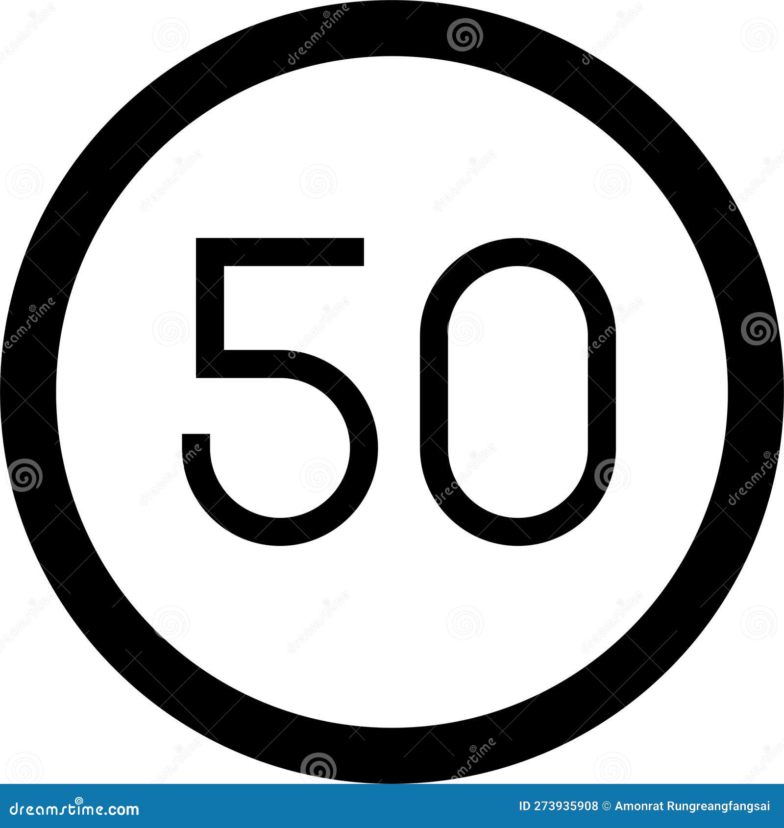 50 Speed Limit Sign Icon, Traffic Sign Vector Illustration Stock Vector ...