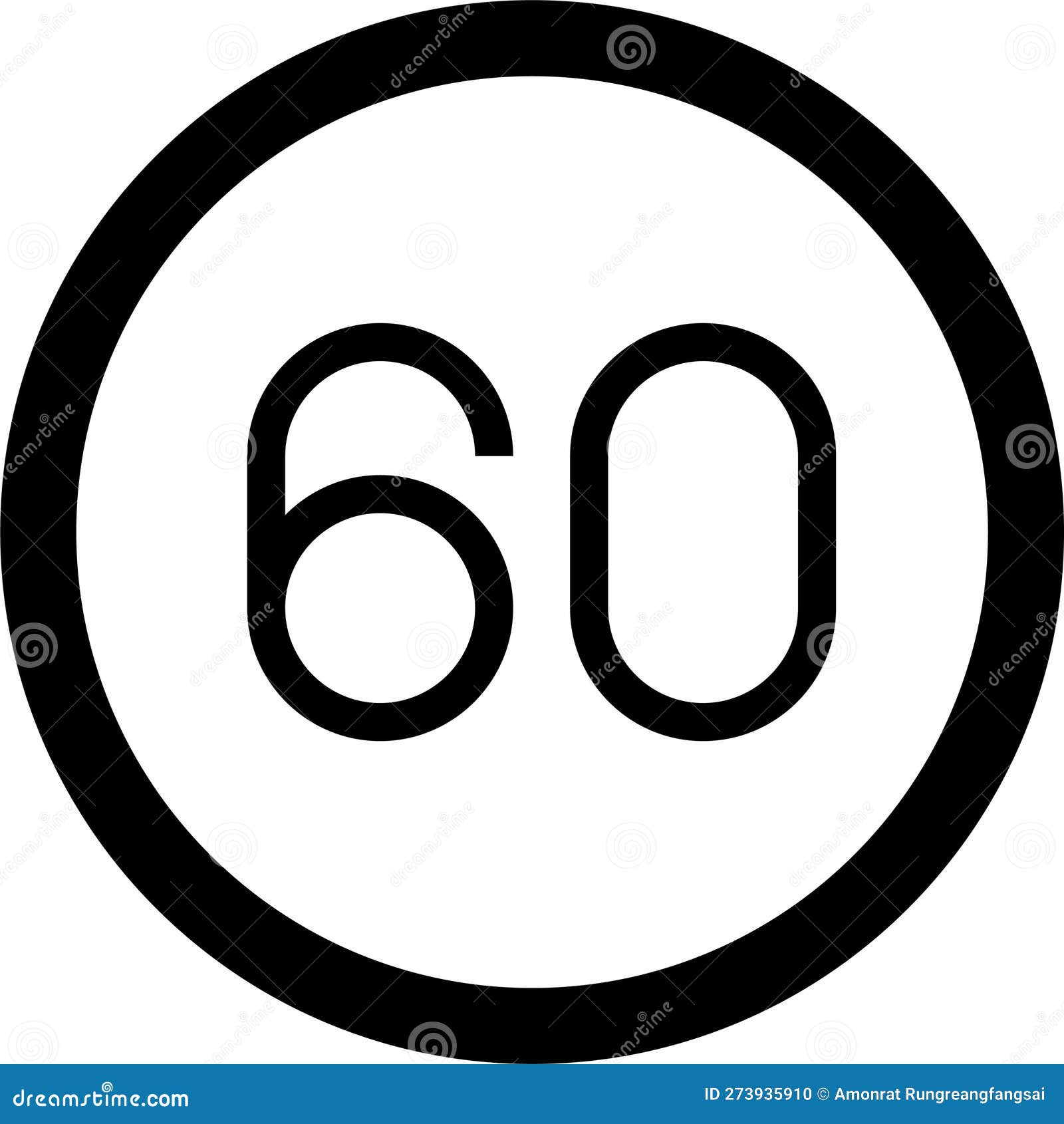 60 Speed Limit Sign Icon, Traffic Sign Vector Illustration Stock Vector ...