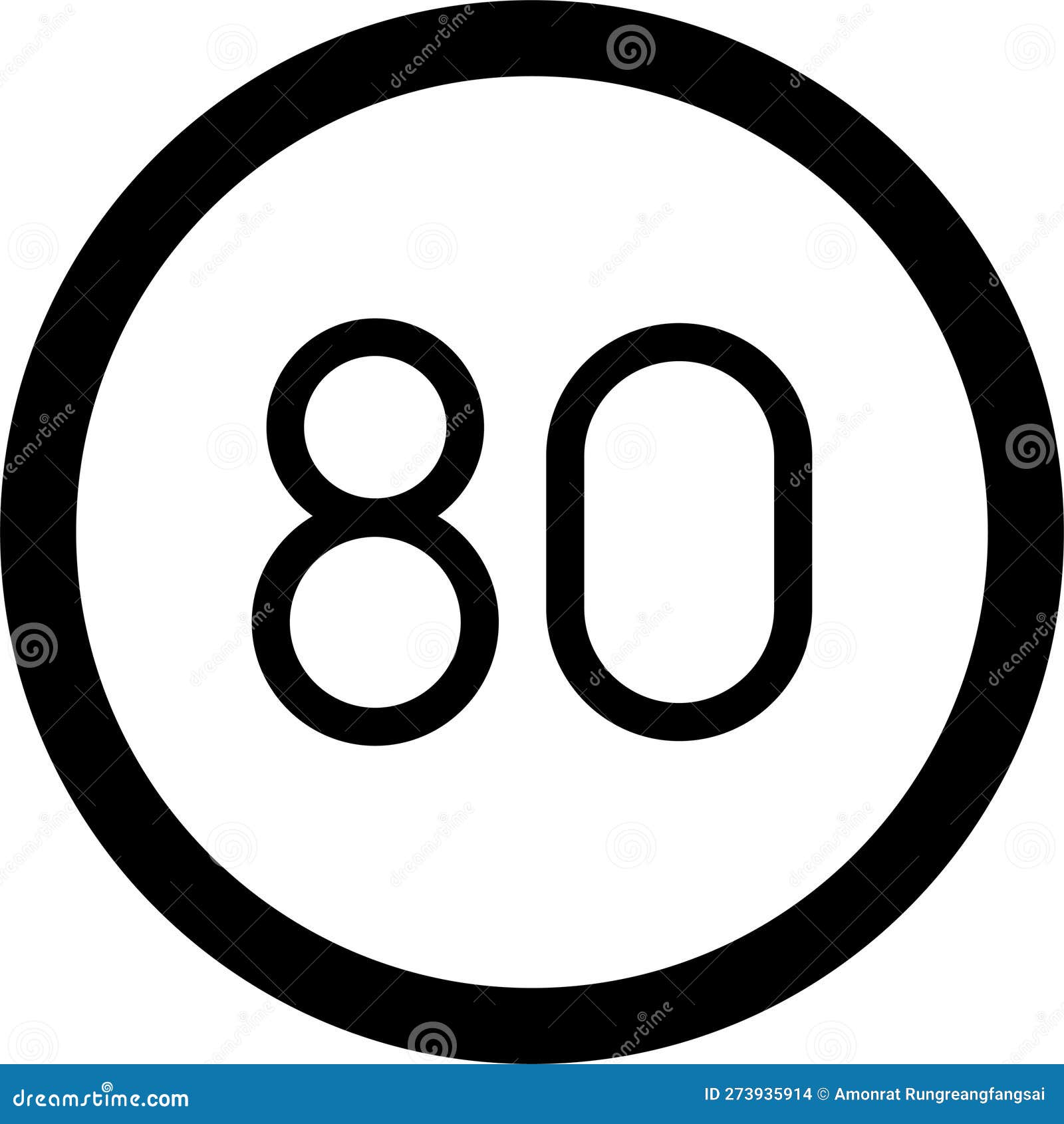 80 Speed Limit Sign Icon, Traffic Sign Vector Illustration Stock Vector ...
