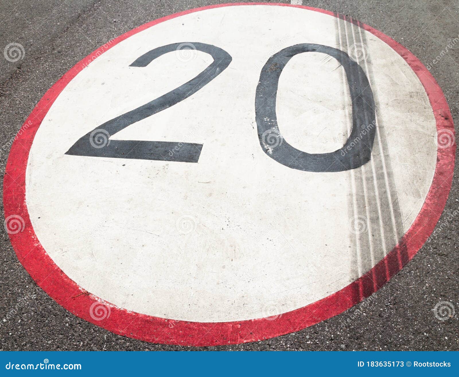 Speed Limit Sign Painted on the Asphalt Surface Stock Image - Image of ...