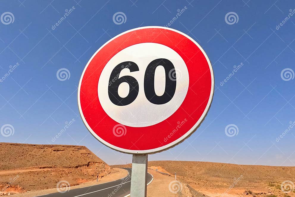 Speed Limit 60 Sign stock image. Image of 60km, kilometers - 338460535