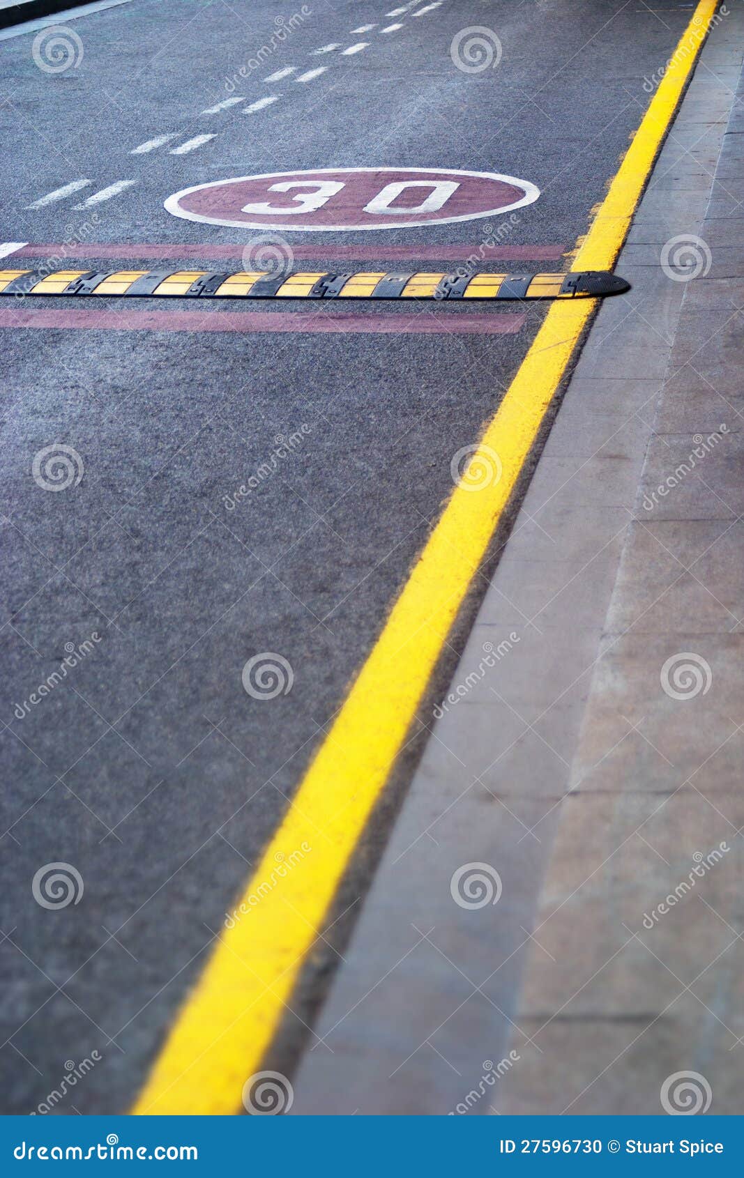 Speed Limit Sign Painted on a Road Stock Photo - Image of urban, city ...