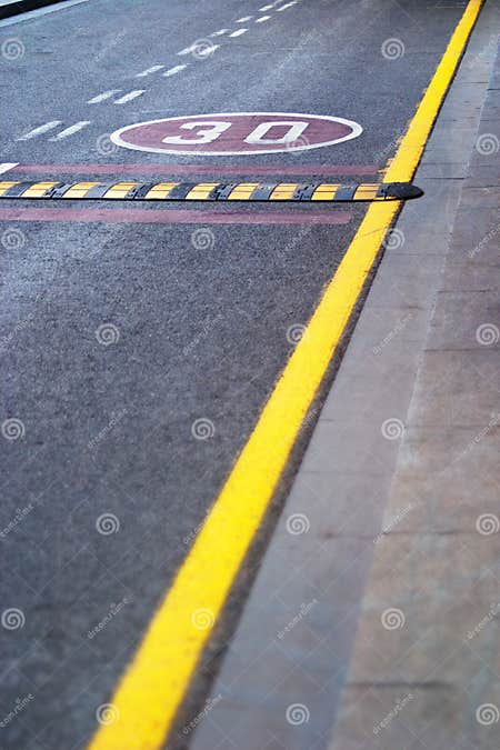 Speed Limit Sign Painted on a Road Stock Photo - Image of urban, city ...