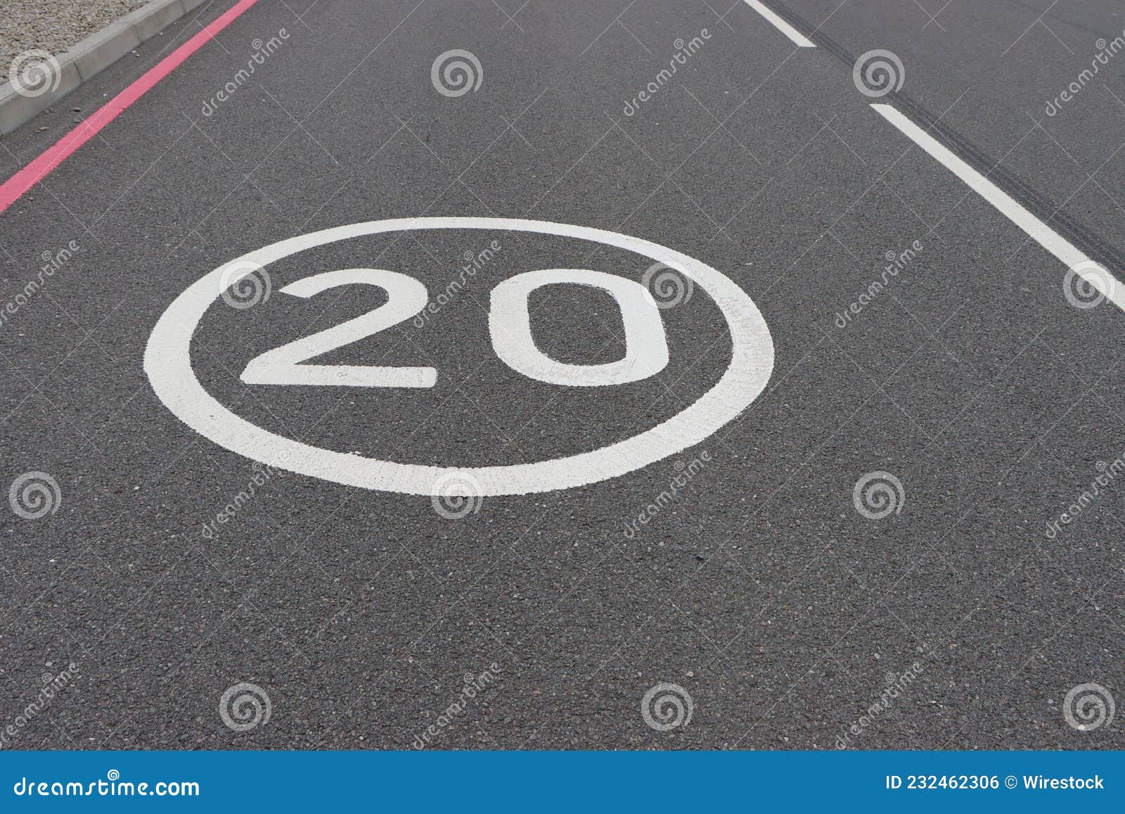20 Speed Limit Sign Painted on the Road. Stock Photo - Image of careful ...