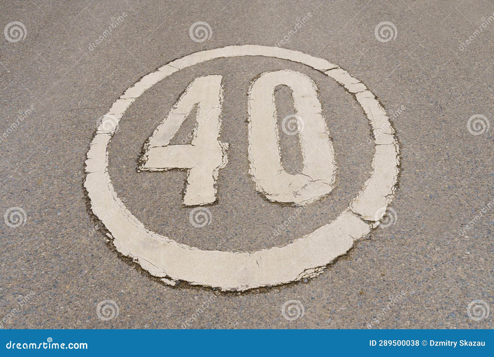 The Speed Limit Sign is Painted on the Road with White Paint. Stock ...