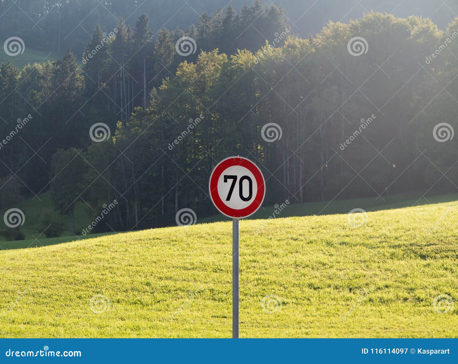 Speed Limit Sign 70 in Rural Area Stock Image - Image of hour, traffic ...