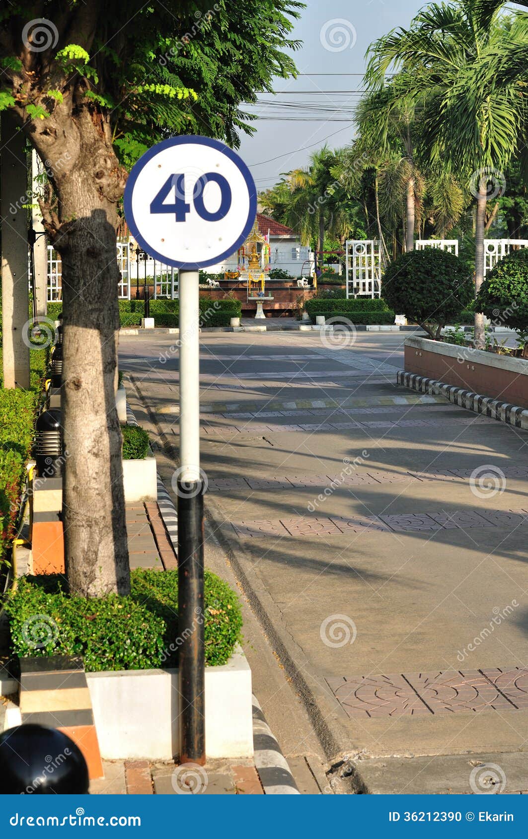 Speed Limit Sign for Safety in Public Area Stock Photo - Image of post ...