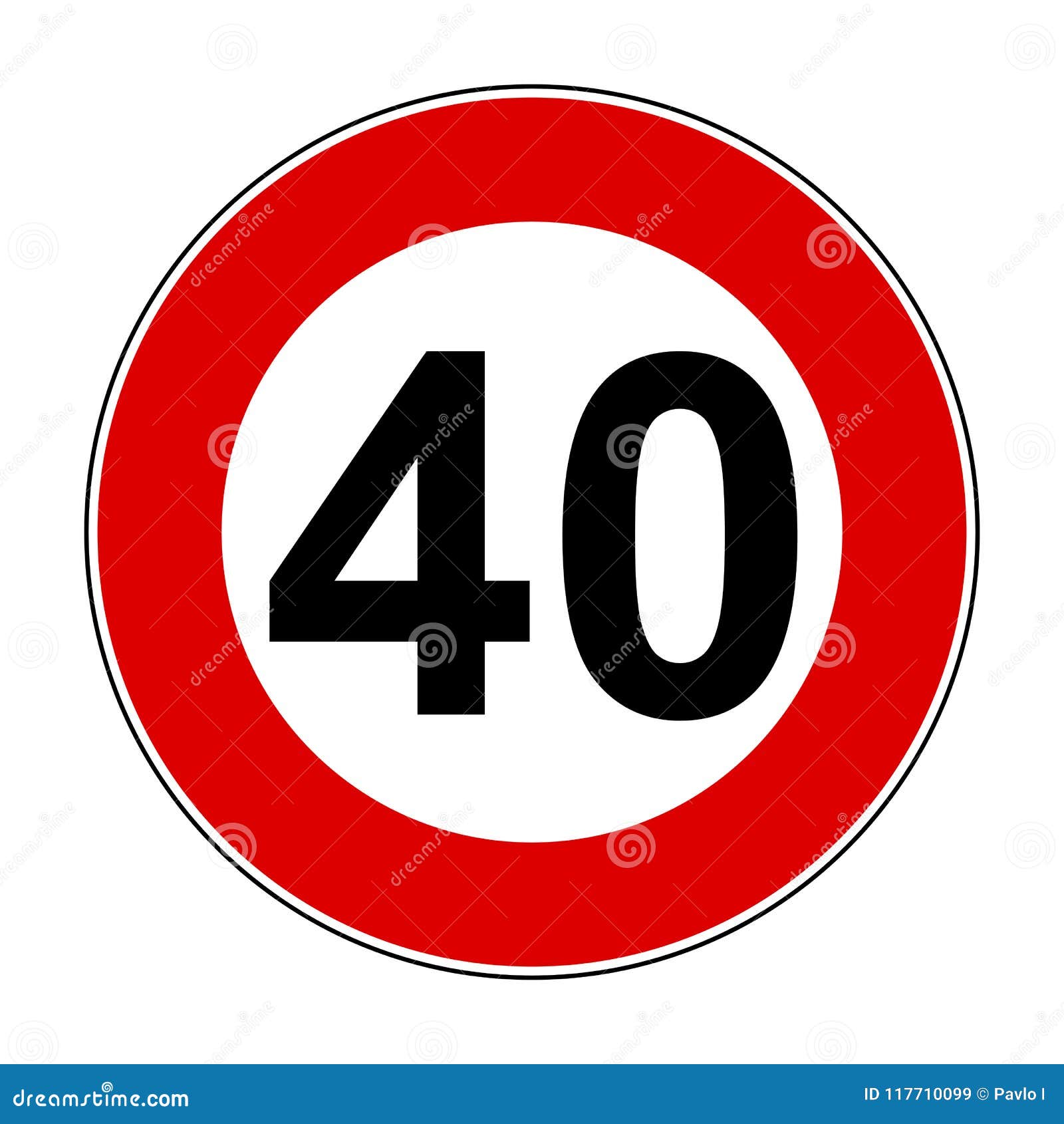 Speed Limit Signs of 40 Km - Vector Stock Illustration - Illustration ...