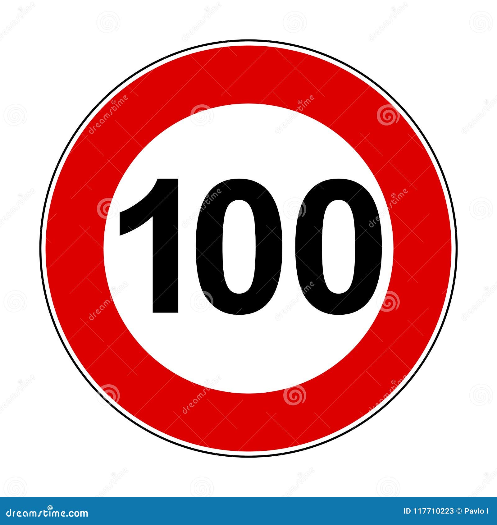 Speed Limit Signs of 100 Km - Vector Stock Illustration - Illustration ...