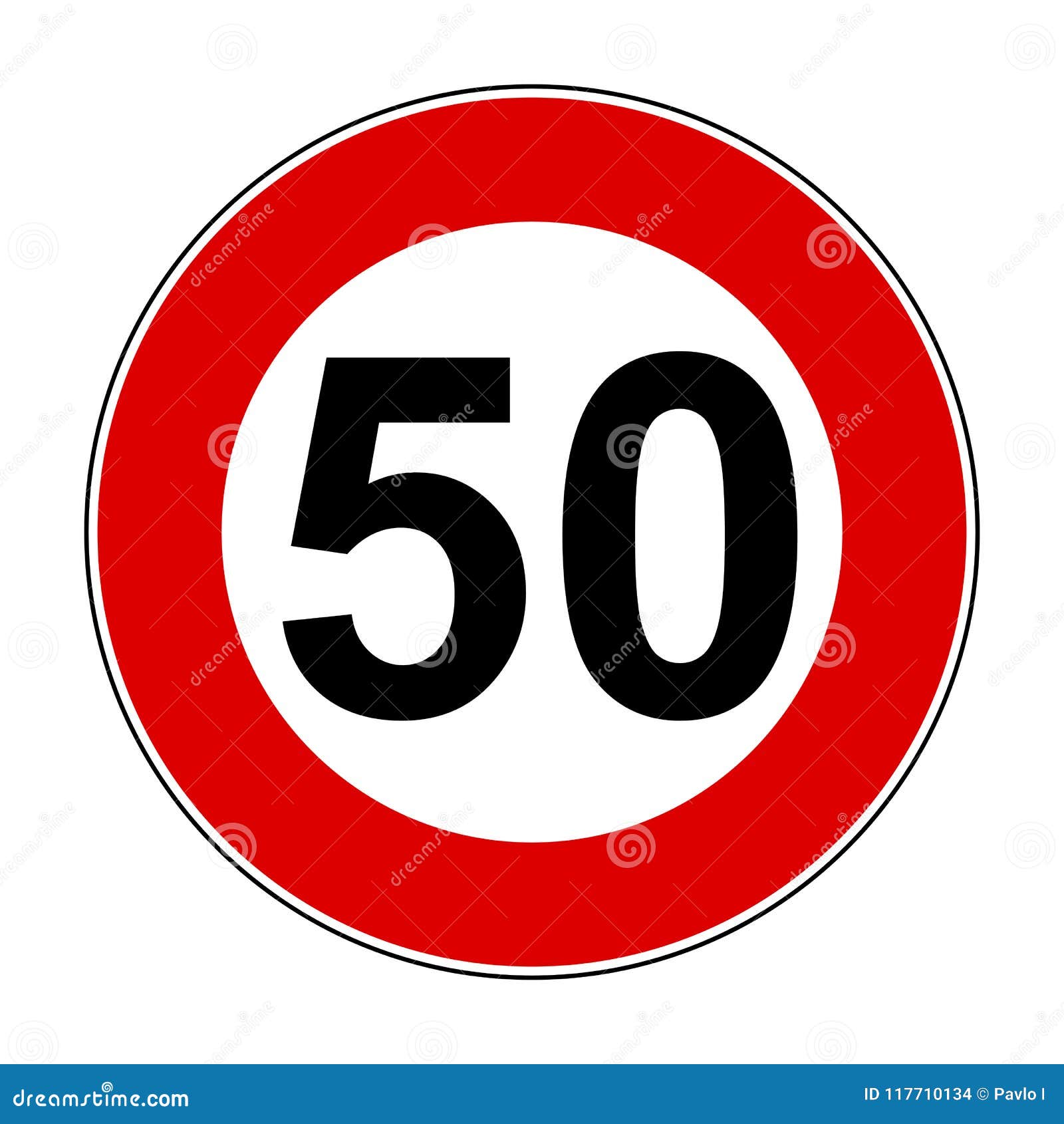 Speed Limit Signs of 50 Km - Vector Stock Illustration - Illustration ...