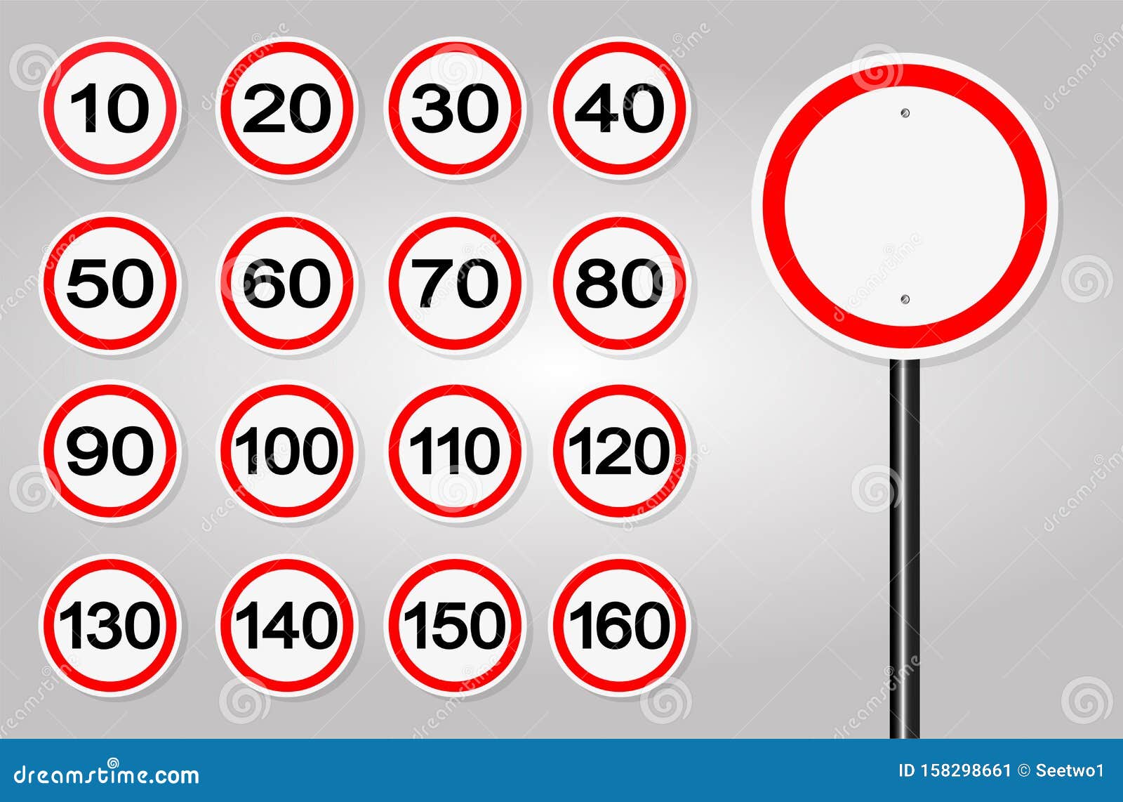 Speed Limit Signs Set Isolate on White Background,Vector Illustration ...