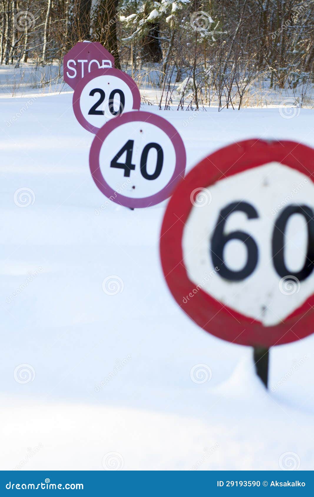 Speed Limit Signs Under the Snow Stock Photo - Image of danger, object ...