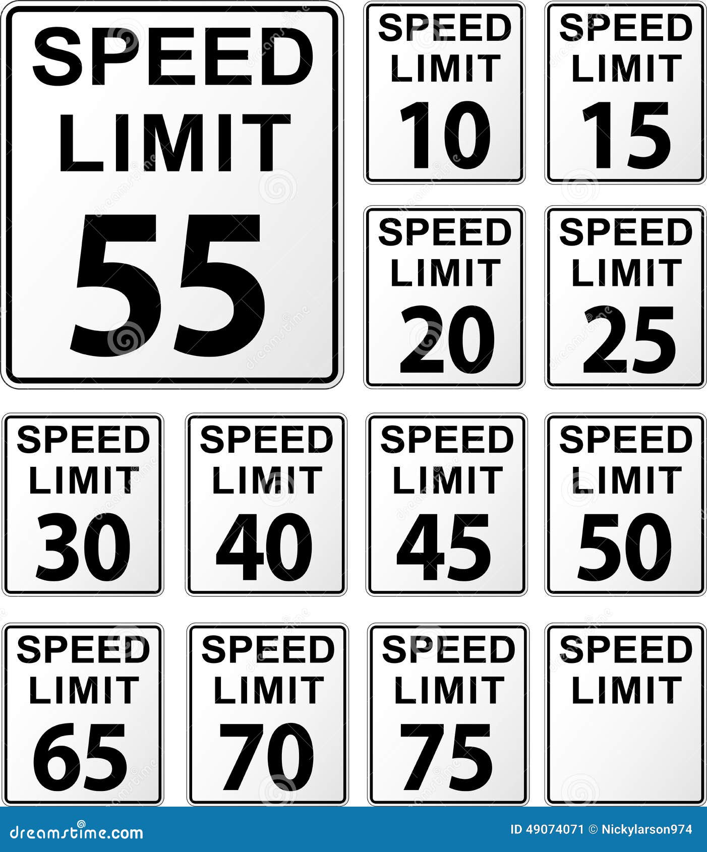 Speed Limit Signs Cartoon Vector | CartoonDealer.com #49074071