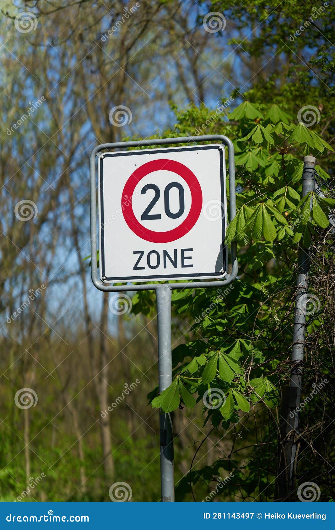 Speed Limit To 20 Km H on a Road in Germany Stock Image - Image of ...