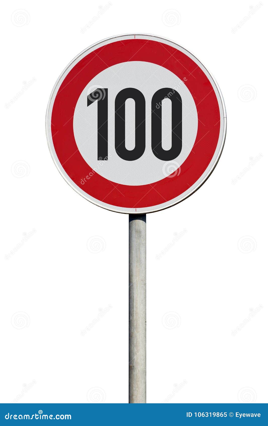 Speed Limit 100 Traffic Sign Isolated Stock Image - Image of safety ...