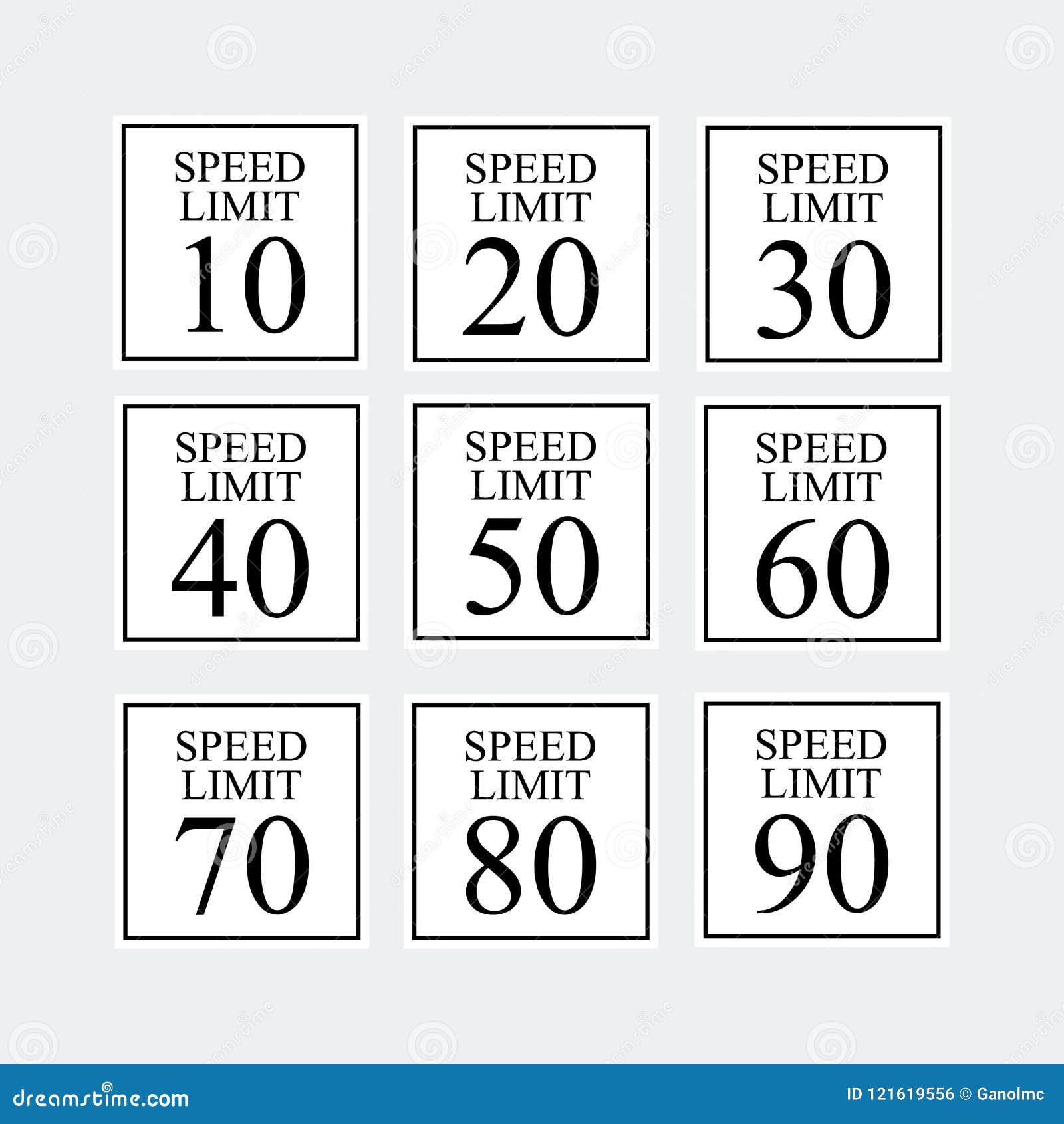 Speed Limit Traffic Sign Set.Vector Illustration Stock Vector ...