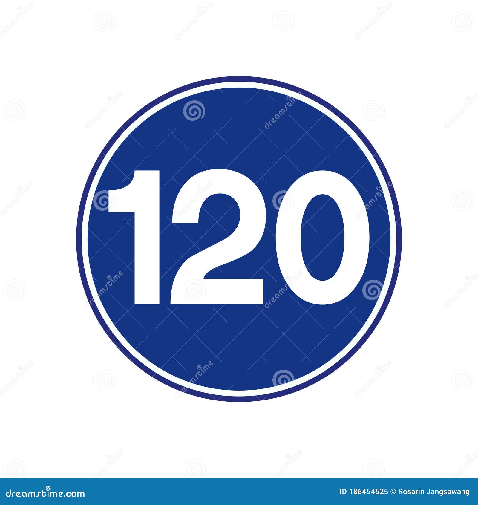 Speed Limit 120 Traffic Sign,Vector Illustration, Isolate on White ...