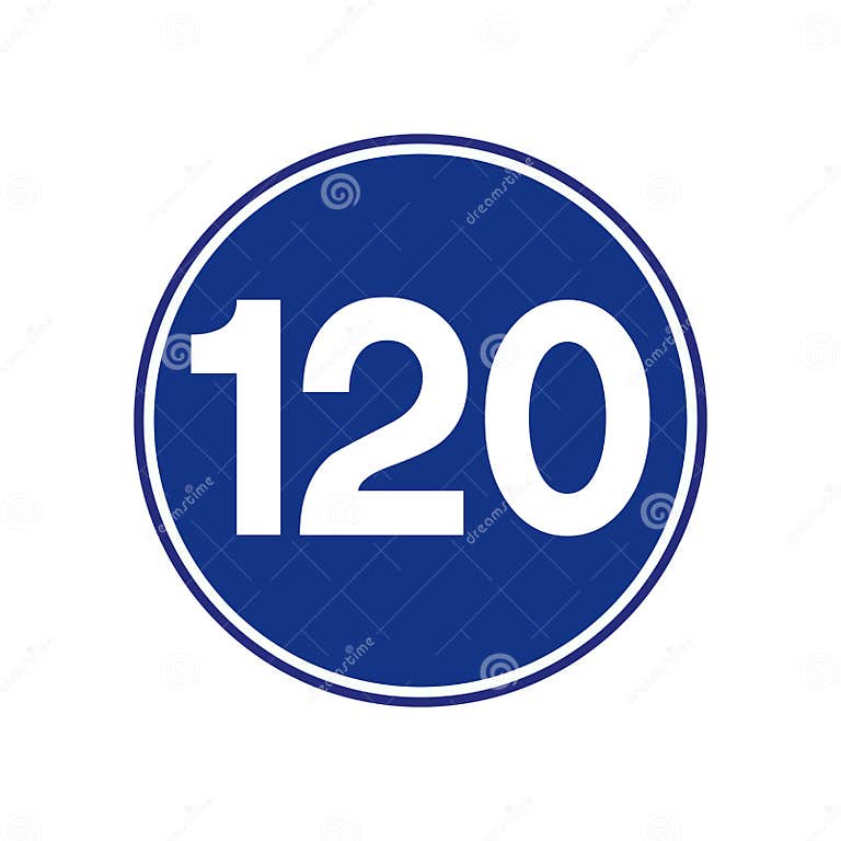 Speed Limit 120 Traffic Sign,Vector Illustration, Isolate on White ...