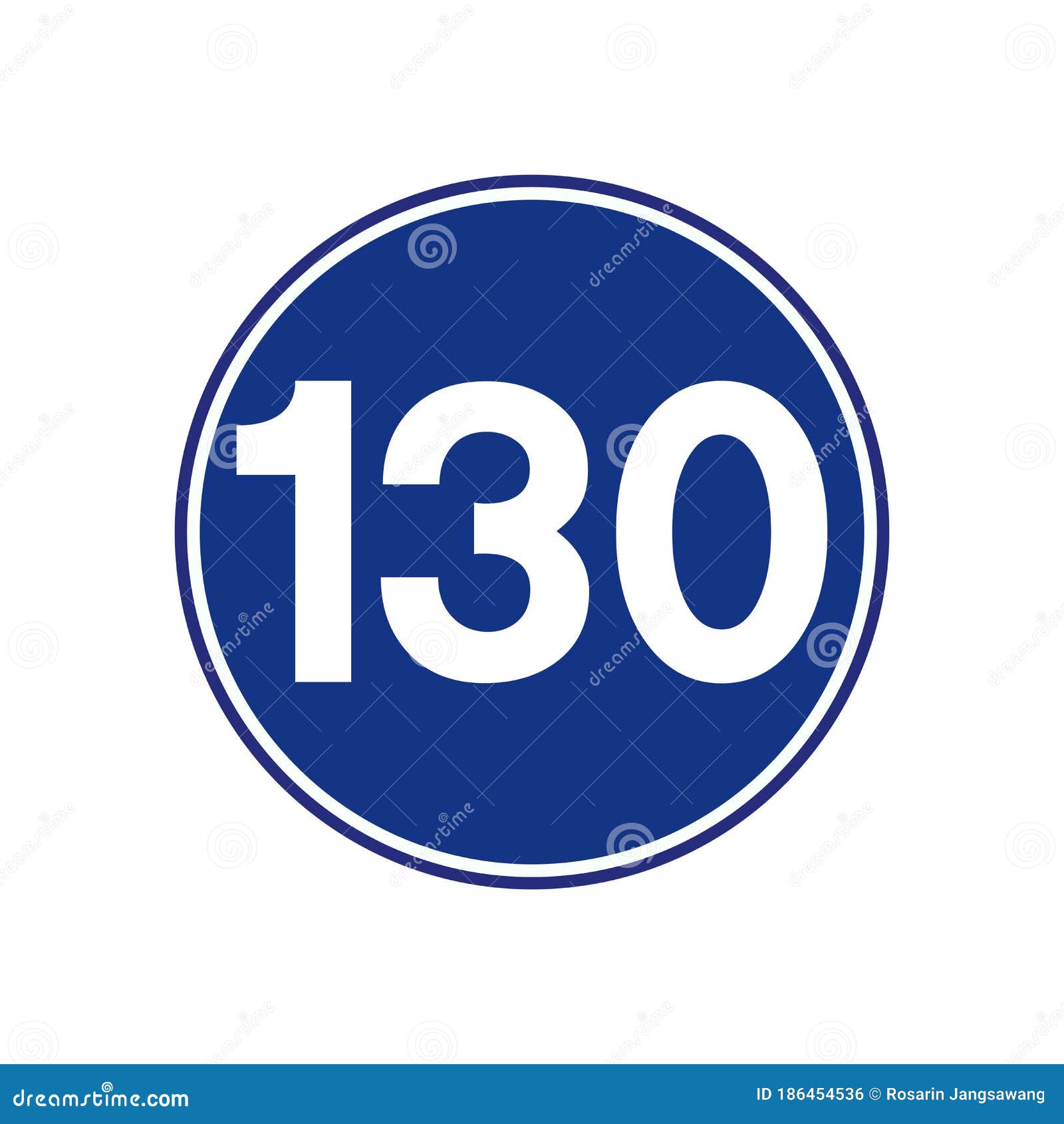 Speed Limit 130 Traffic Sign,Vector Illustration, Isolate On White ...