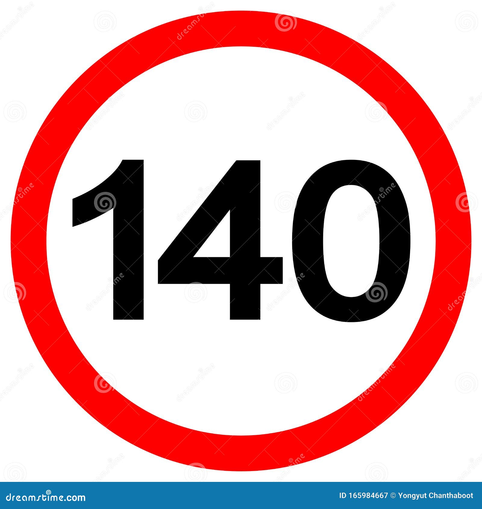 Speed Limit 140 Traffic Sign,Vector Illustration, Isolate on White ...