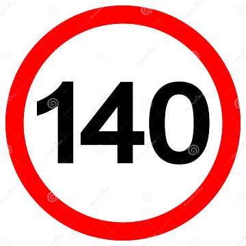 Speed Limit 140 Traffic Sign,Vector Illustration, Isolate on White ...