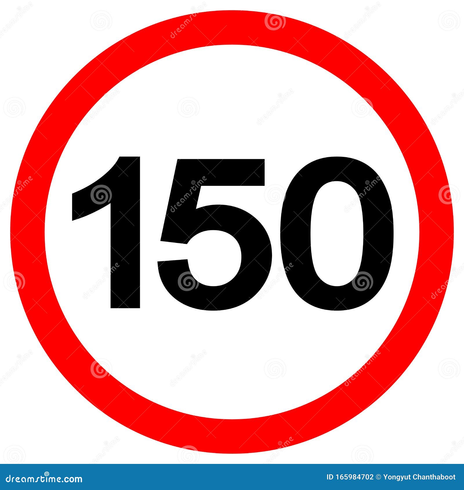 Speed Limit 150 Traffic Sign,Vector Illustration, Isolate on White ...