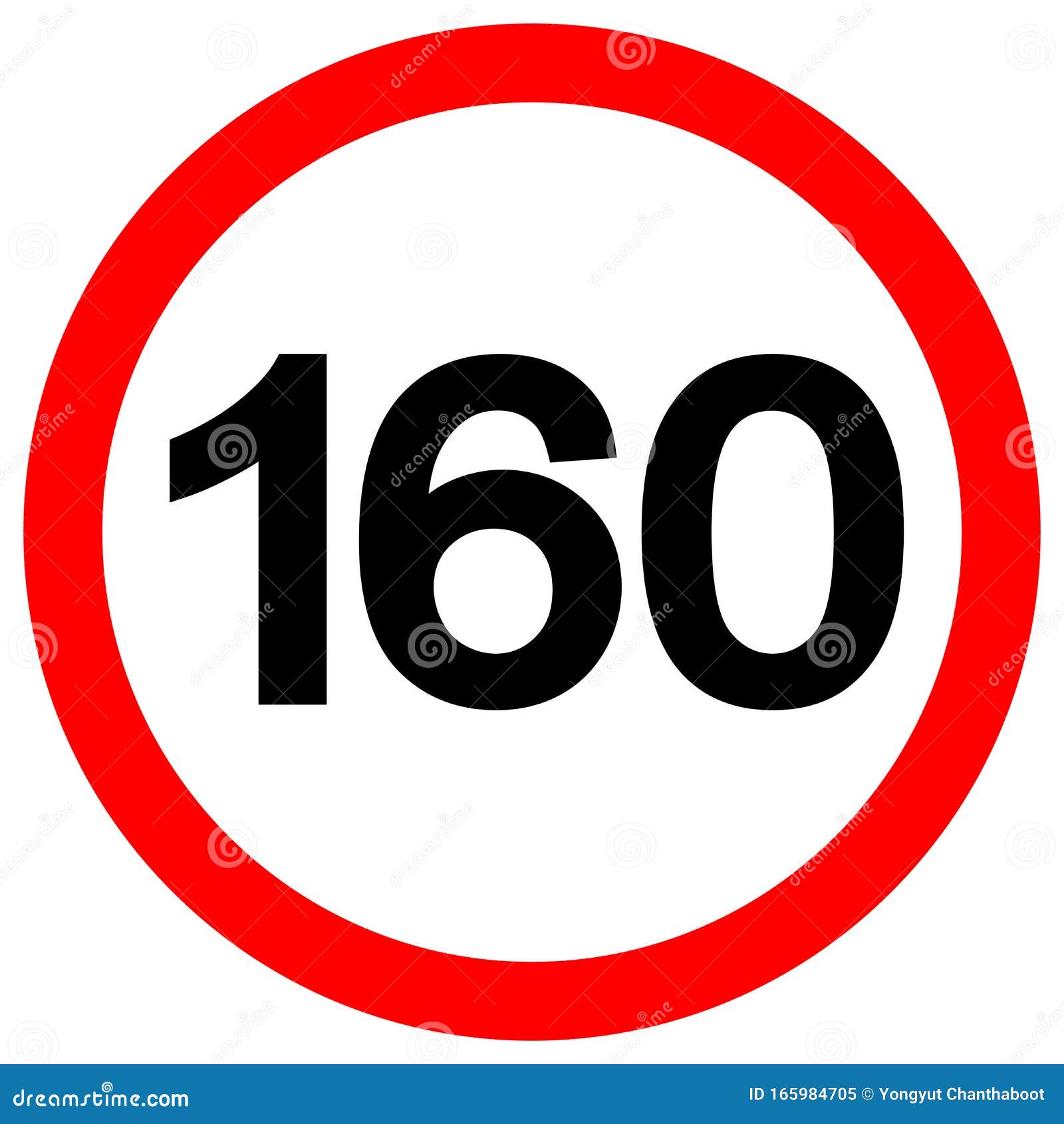 Speed Limit 160 Traffic Sign,Vector Illustration, Isolate On White ...